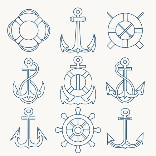 Nautical set Royalty Free Vector Image - VectorStock Nautical set Royalty Free Vector Image - VectorStock