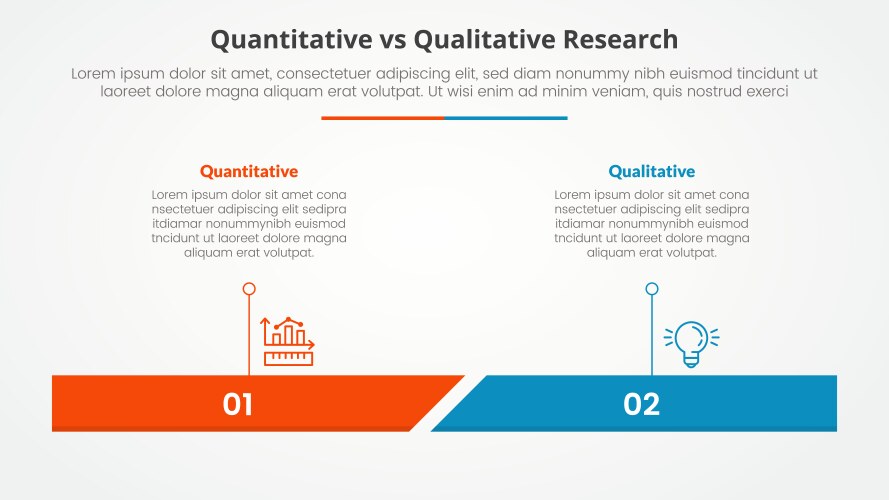 Quantitative vs qualitative research data Vector Image