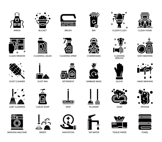 Big cleaning icons set Royalty Free Vector Image Big cleaning icons set Royalty Free Vector Image