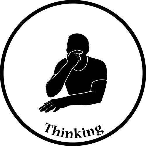 Cartoon thoughtful face thinking emoji Royalty Free Vector