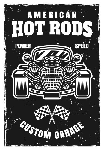Hot rod car poster in vintage Royalty Free Vector Image