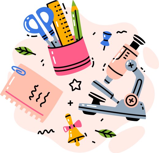 School supply cartoon characters Royalty Free Vector Image