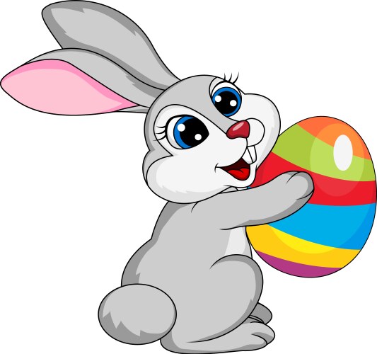Cute rabbit cartoon holding easter egg Royalty Free Vector