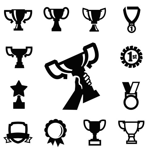 Award icons design set medals and trophy Vector Image