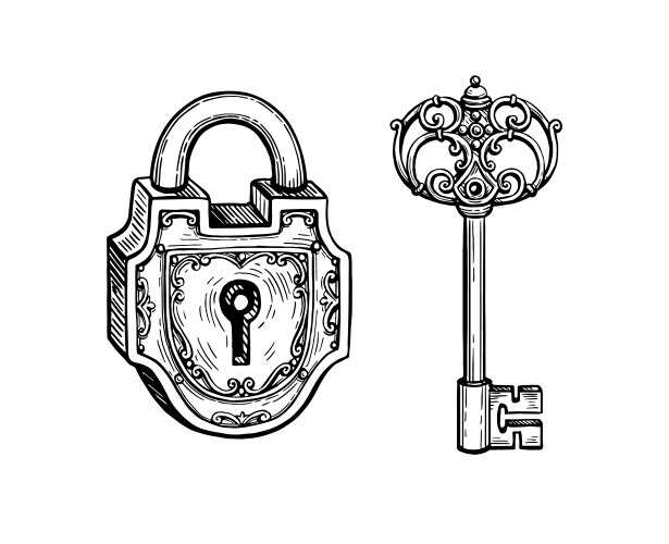 Vintage master key hand drawing engraving style Vector Image