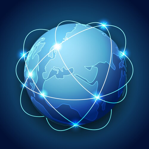 3d globe map with global social network Royalty Free Vector