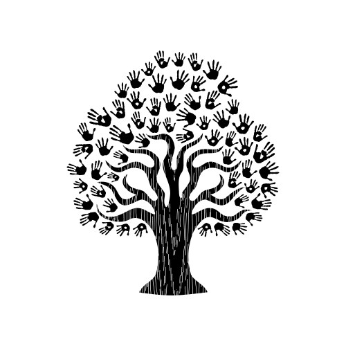 Hand print people tree symbol for community help Vector Image