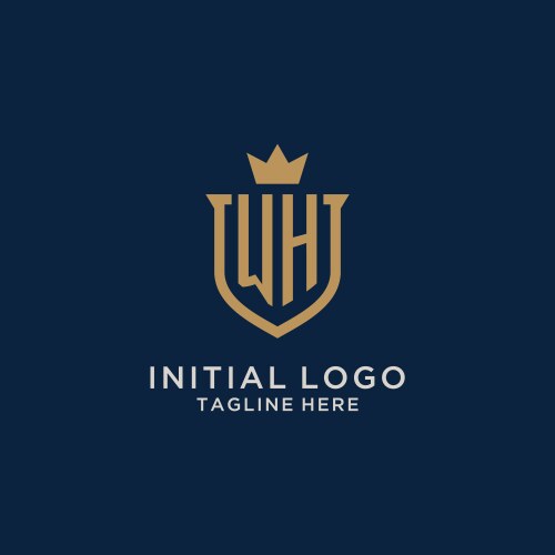 Mj initial shield crown logo Royalty Free Vector Image