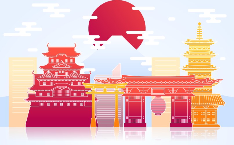 Colorful landmarks skyline Royalty Free Vector Image