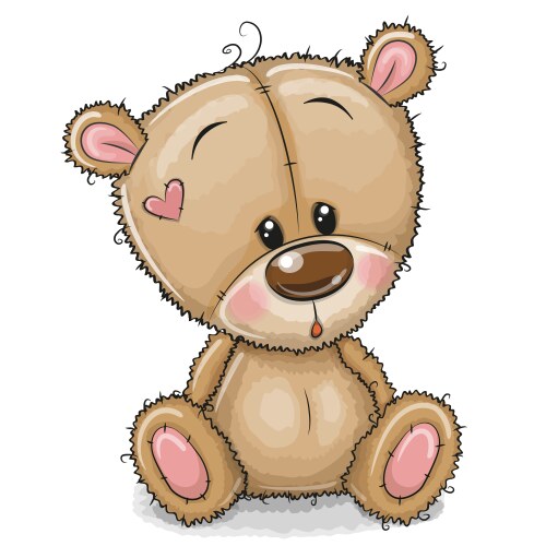 Drawing teddy bear on a yellow background Vector Image