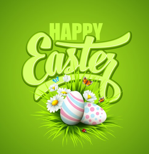 Happy easter background template with lettering Vector Image