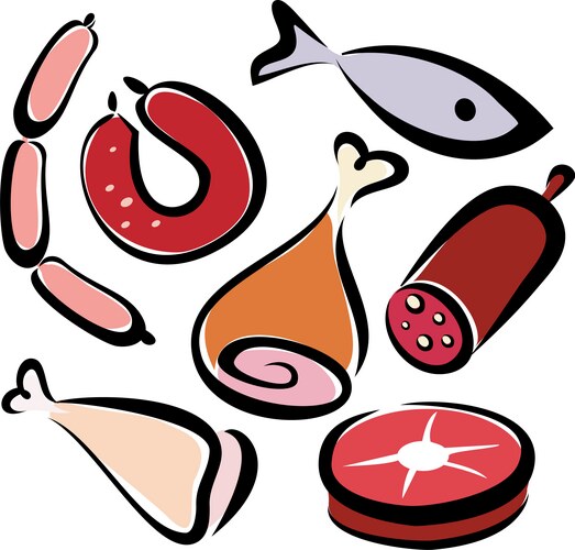 Meat and fish department isolated cartoon Vector Image