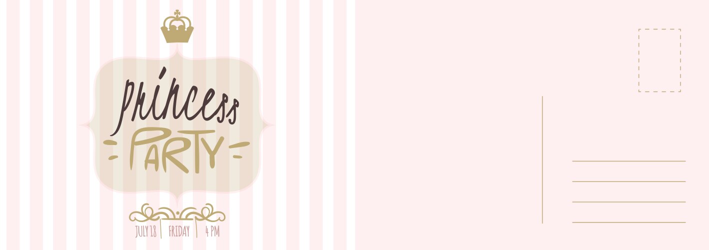 Princess borders cute girl party invitation Vector Image