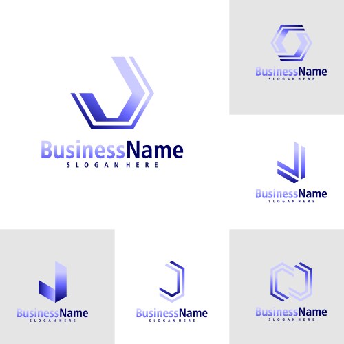 Set of letter j logo design creative initial Vector Image