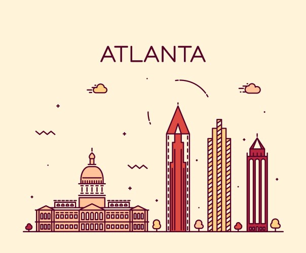 Atlanta landmarks and monuments Royalty Free Vector Image