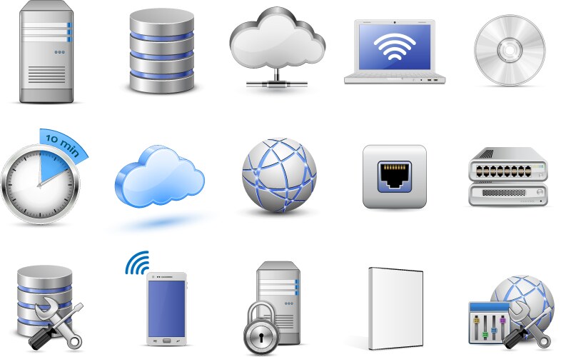 Office icons Royalty Free Vector Image - VectorStock