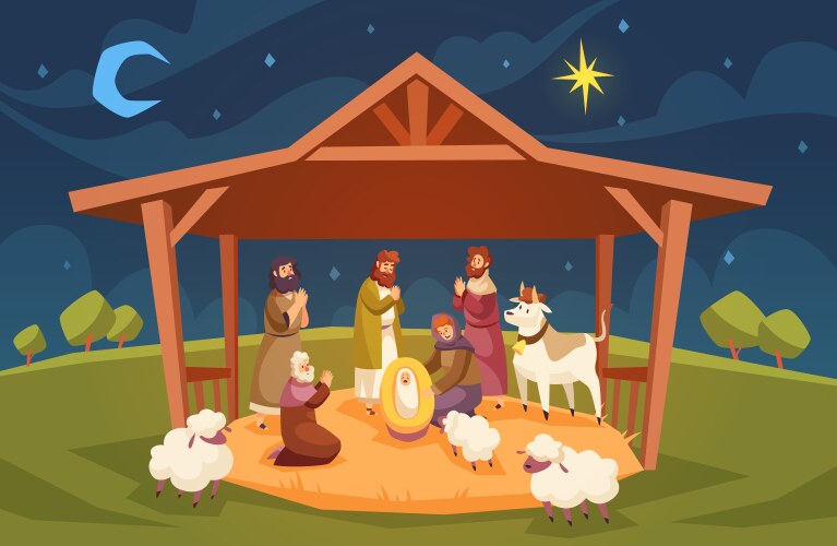 Nativity scene Royalty Free Vector Image - VectorStock