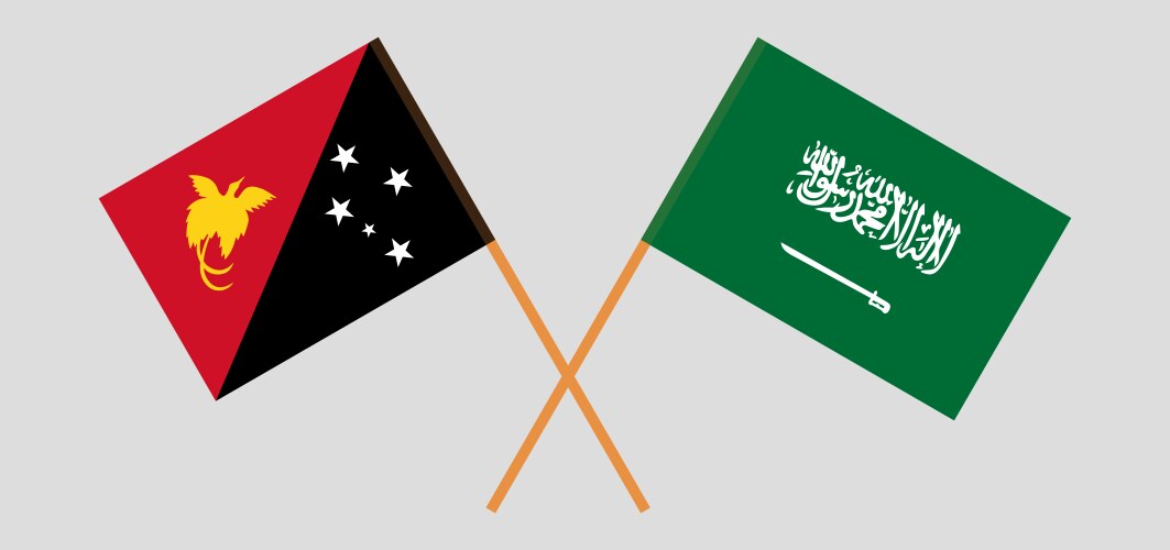 Crossed flags of morocco and papua new guinea Vector Image