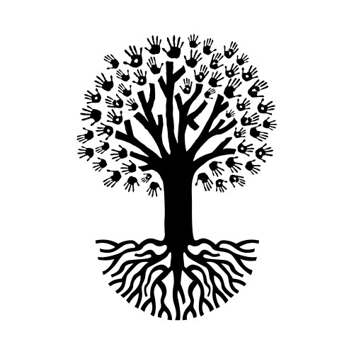 Hand print people tree symbol for community help Vector Image