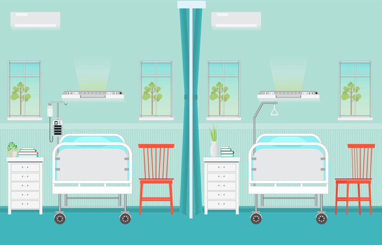 Cartoon hospital corridor interior with elevator Vector Image
