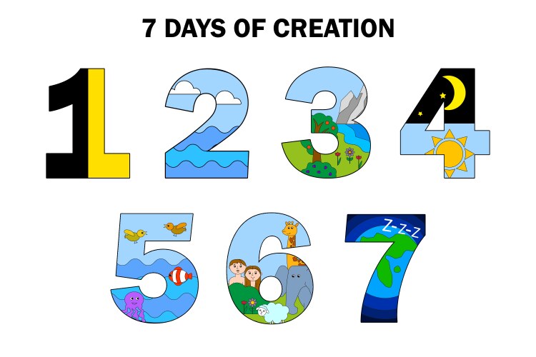 Biblical seven days of creation from light Vector Image