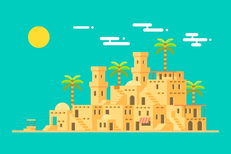 Cartoon mosque building middle east Royalty Free Vector