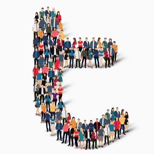 Group people shape letter w Royalty Free Vector Image