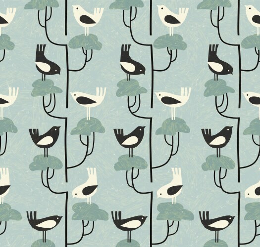 Seamless mid century modern spring pattern Vector Image