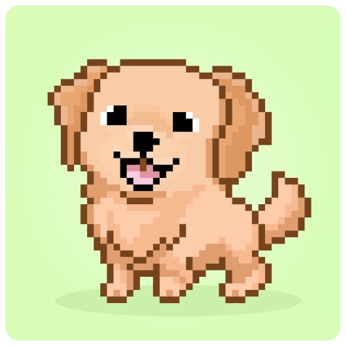 8 bit pixel labrador retriever dog animals Vector Image