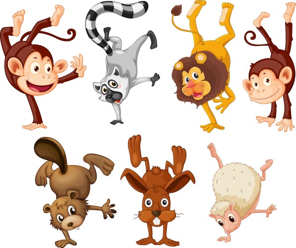 Monkey playing with different posing Royalty Free Vector