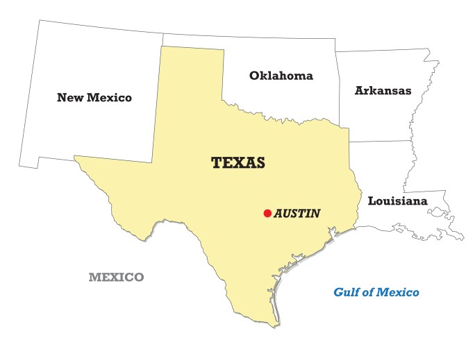 Texas map state with landmarks and symbols Vector Image