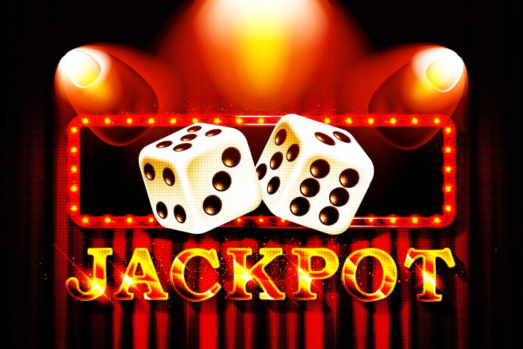 Jackpot word on banner with red curtains Vector Image