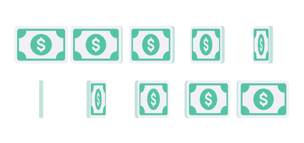 Dollar coin rotating gif animation sprite sheet Vector Image