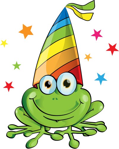 Frog cartoon surfer on island background Vector Image