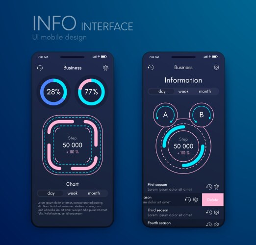 Graphics mobile infographics with three Royalty Free Vector