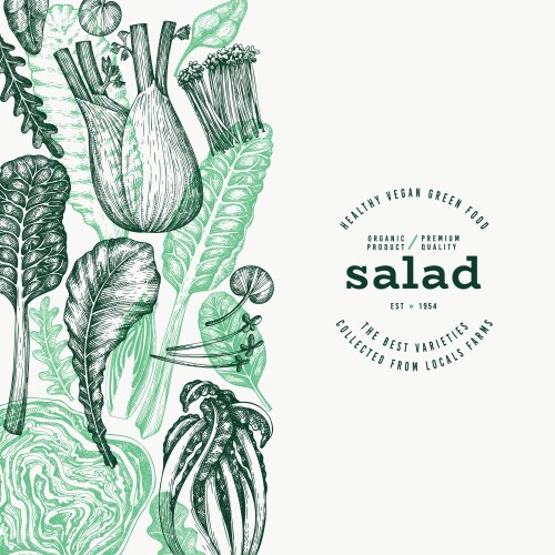 Green vegetable design template hand drawn Vector Image