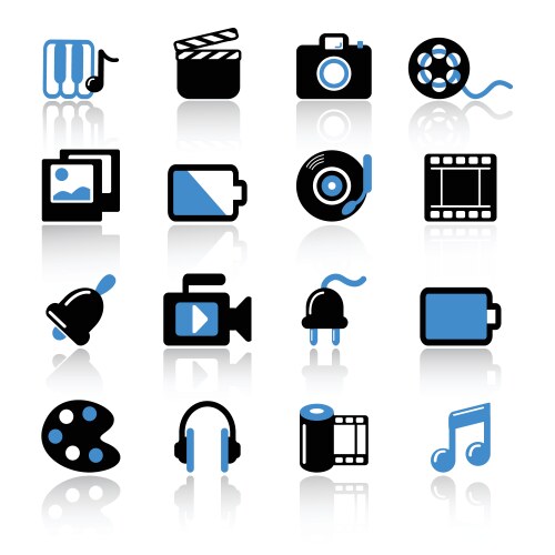 Multimedia icon set Royalty Free Vector Image - VectorStock