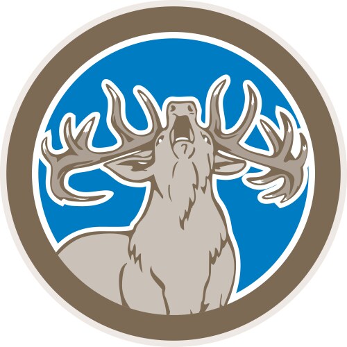 Red deer stag head roaring drawing Royalty Free Vector Image