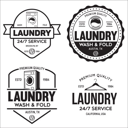 Laundry room label badge logo with hanger Vector Image
