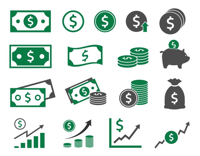 Set of money cartoon Royalty Free Vector Image