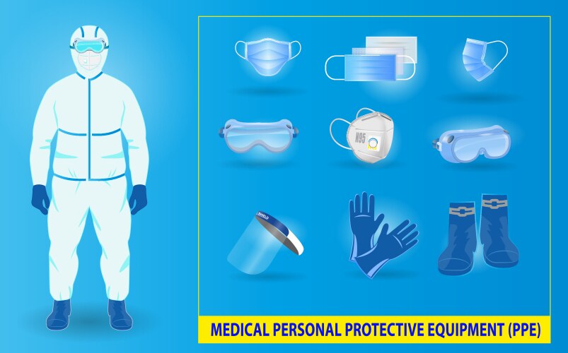 Medical staff with personal protective equipment Vector Image
