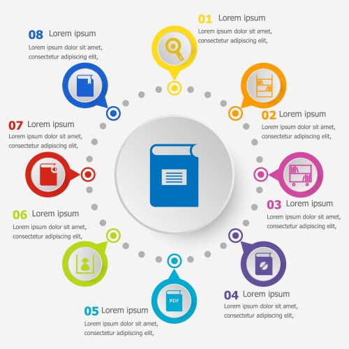 Library system rectangle infographic template Vector Image