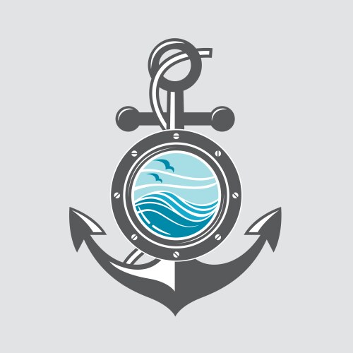 Ship anchor and porthole Royalty Free Vector Image