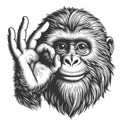 Monkey Black and White Cartoon Vector Images (over 20,000)