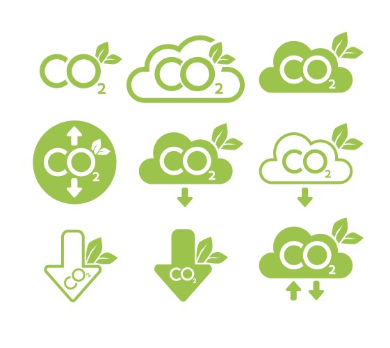 Co2 neutral icon set carbon gas emission Vector Image