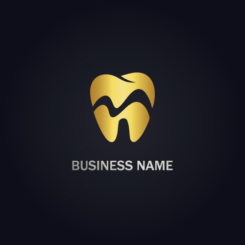 Dental tooth abstract gold logo Royalty Free Vector Image