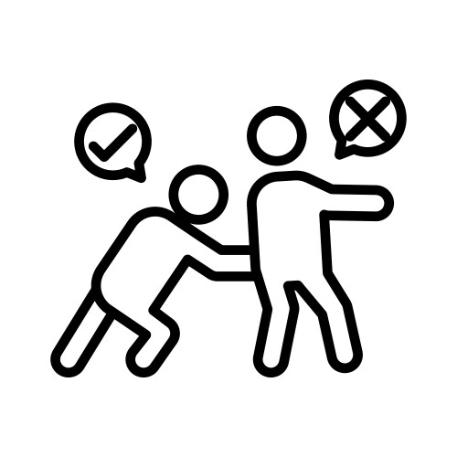 Man pushing another person icon black and white Vector Image