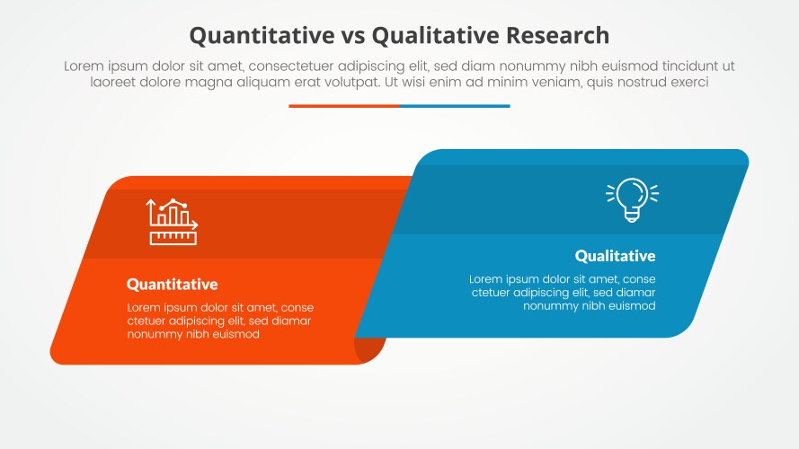Quantitative vs qualitative research data Vector Image