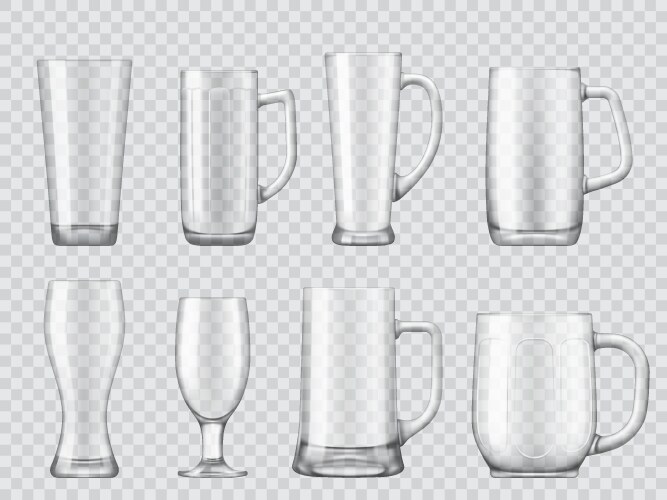 Empty Beer Glass Vector Clear Bottle With Beer And Empty Tall Glass.