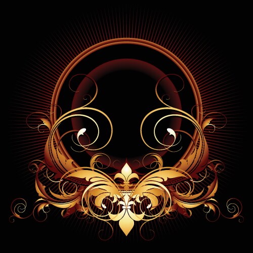 Ornate golden circle frame template Royalty Free Vector